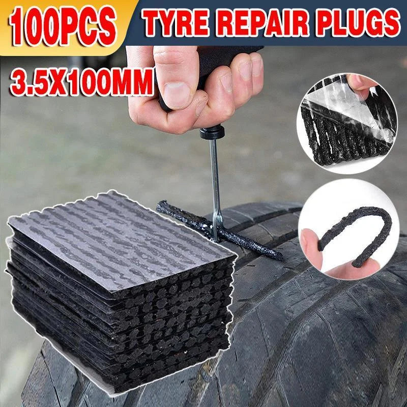 100x Tyre Repair Plugs Car Tire Puncture Recovery Tyre Tubeless Seal P ...
