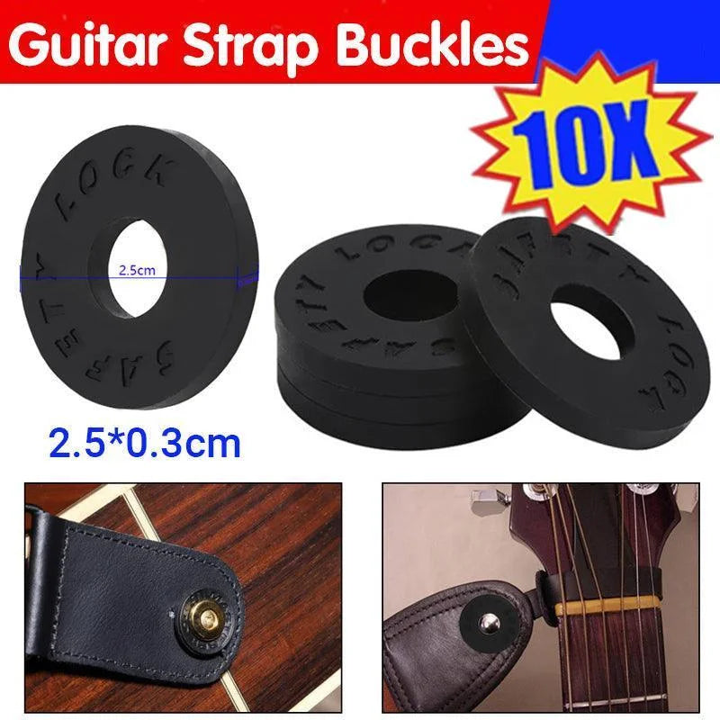 10X Black Guitar Strap Locks Anti-Slip for Acoustic Electric & Bass Gu ...