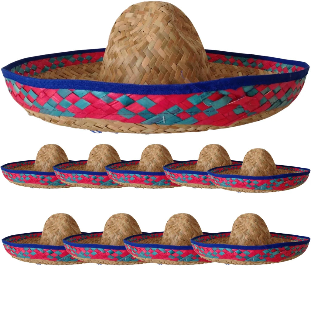 10x Mexican SOMBRERO Fancy Dress Straw Party Costume Hat Cap Spanish B ...