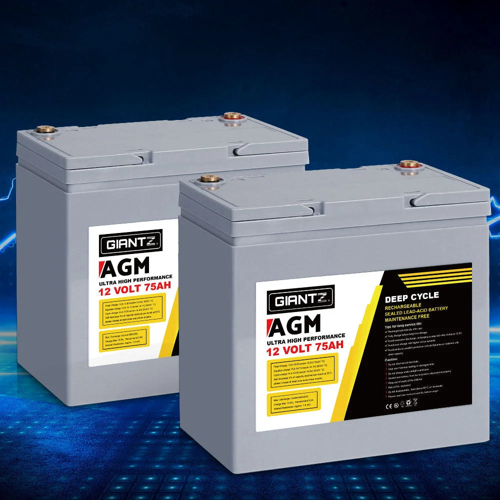AGM Deep Cycle Battery 12V 75Ah Marine Sealed Power Portable Box for S ...