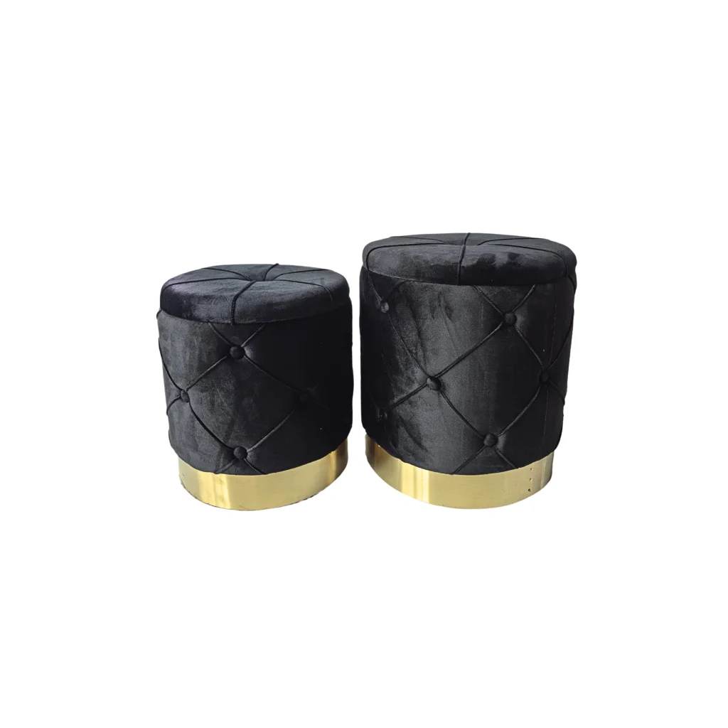 Amy Storage Foot Stools Set of 2 - Black / Gold – Home My Garden