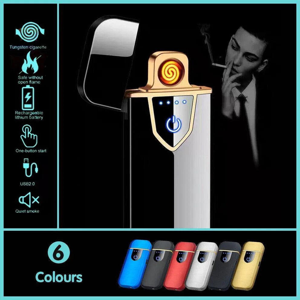 Arc Rechargeable Windproof Flameless Electronic Metal Lighter Usb Ligh ...