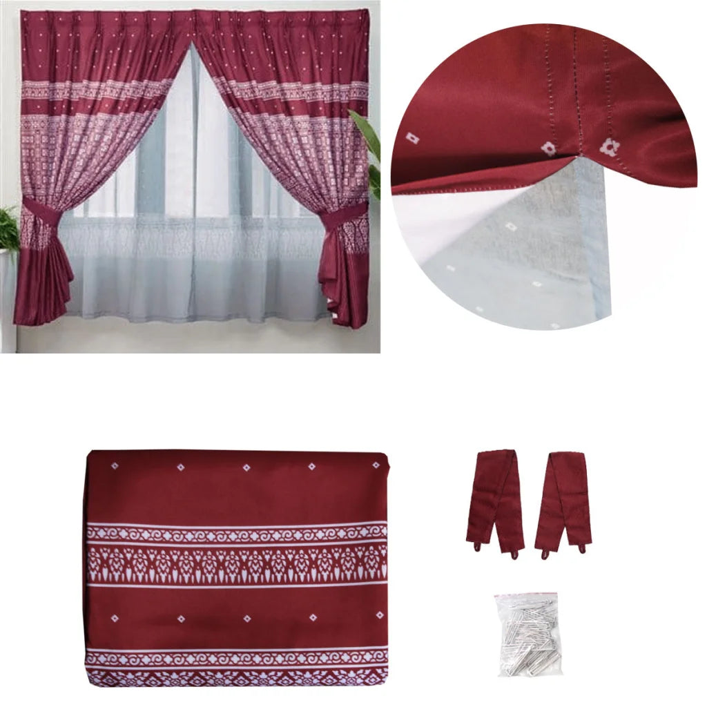Avon Home Casa Kayangan Burgundy Pinch Pleat Window Curtain with Attac ...