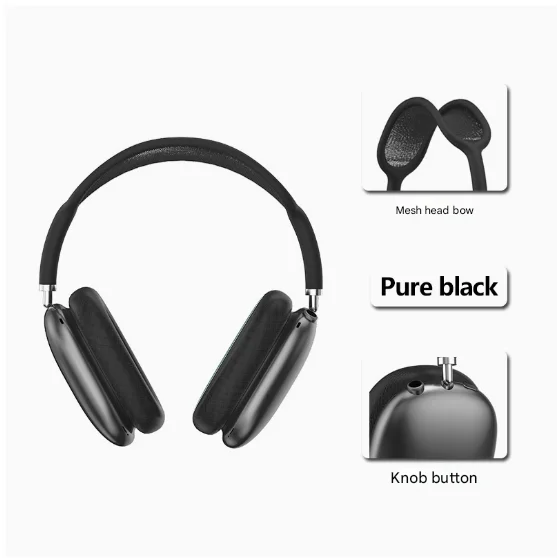 Black Bluetooth Over-Ear Headphones - Mesh Headband, Wireless, Rotatab ...