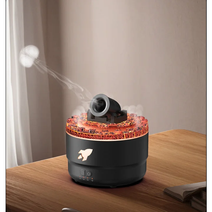 Black Creative Cannon-Shaped Aromatherapy Diffuser with Colorful LED L ...