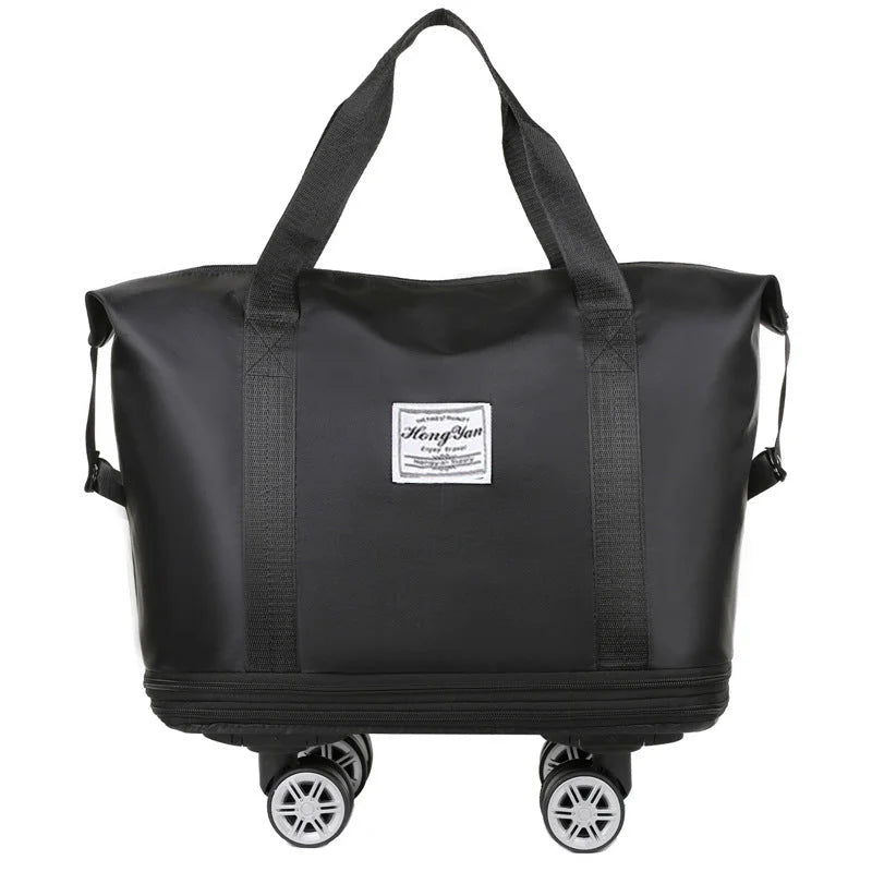 Black Large Capacity Travel Bag with Expandable Design, Waterproof & W ...