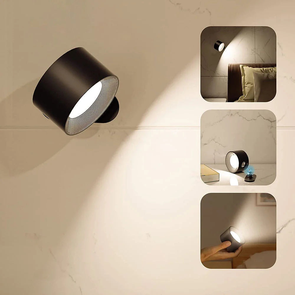 Black Rechargeable LED Magnetic Wall Light - Touch Control, 3 Colors ...