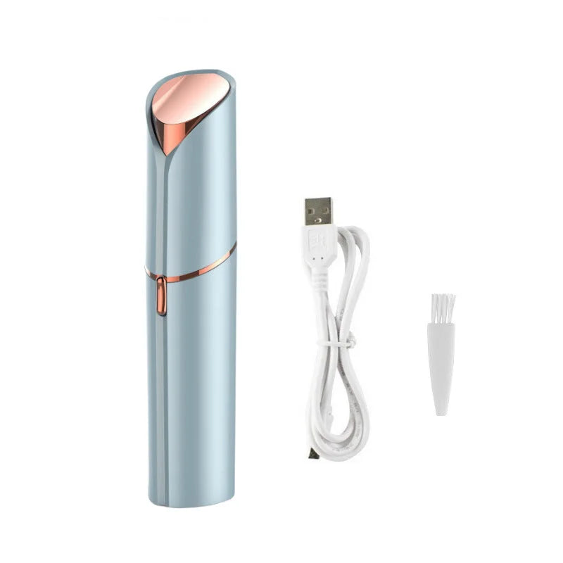 Blue Mini Lipstick Electric Shaver - USB Rechargeable Facial Hair Remo ...