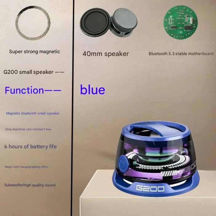 Blue Portable Mini Bluetooth Speaker with Magnetic Base, High-Quality ...