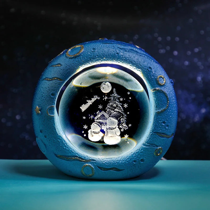 Celestial Ring LED Crystal Ball Lamp - 3D Engraving, Unique Gift (Chri ...