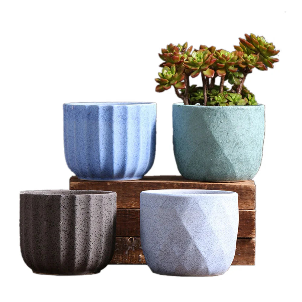 Ceramic Clay Pottery Pots Set Succulent Flower Planter Series 03(Style ...