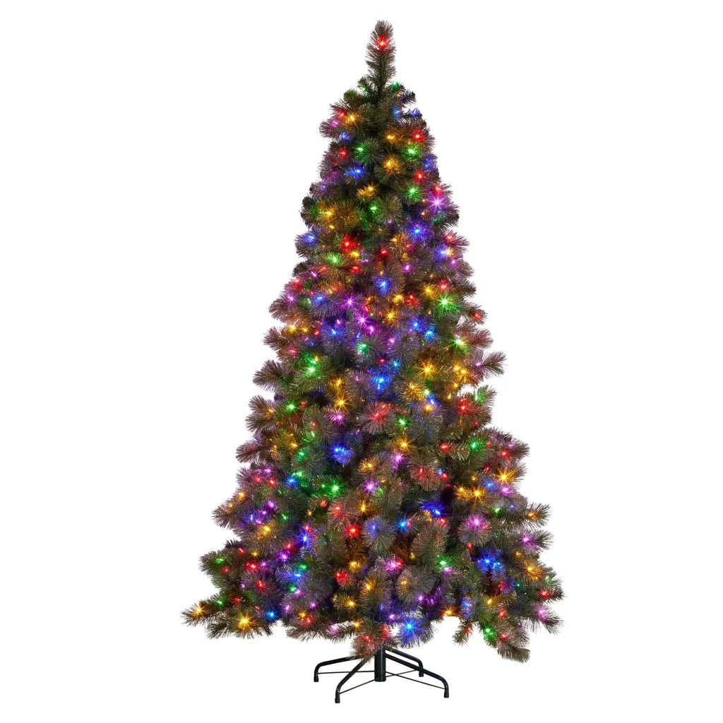 Christabelle 7.5ft Christmas Tree Glittery Gold Pine Led Multi-functio ...