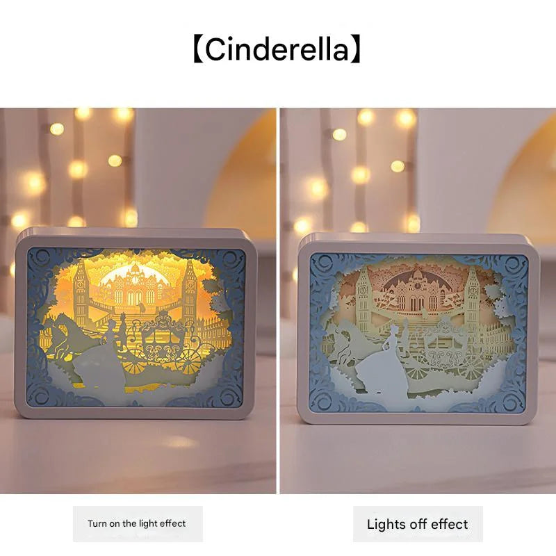 Cinderella 3D Paper Carving Night Light - USB Or Battery Powered Decor ...