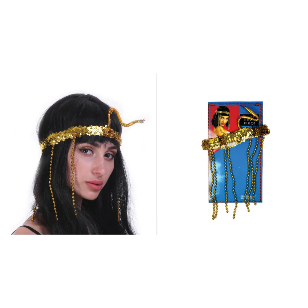 CLEOPATRA HEADPIECE Egyptian Beaded Headband Headdress Fancy Costume S ...