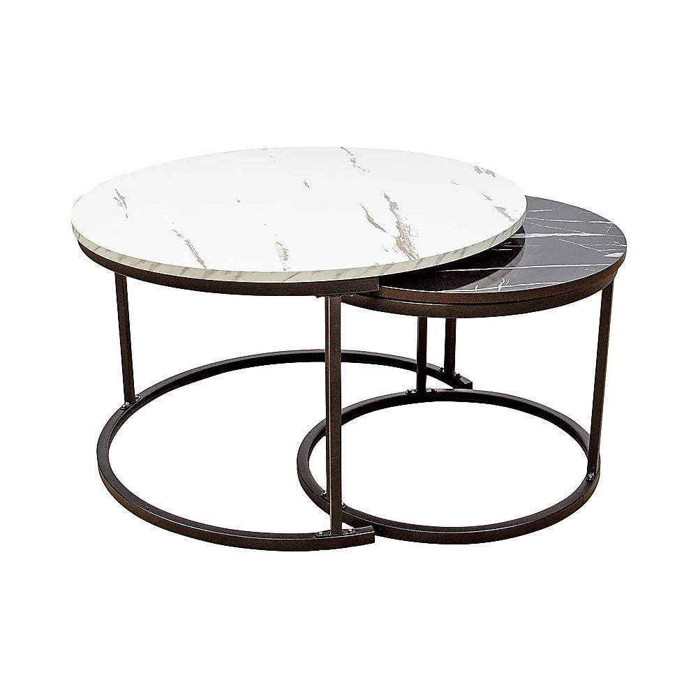 Coffee Table Round Marble Design Nesting Side Furniture – Home My Garden