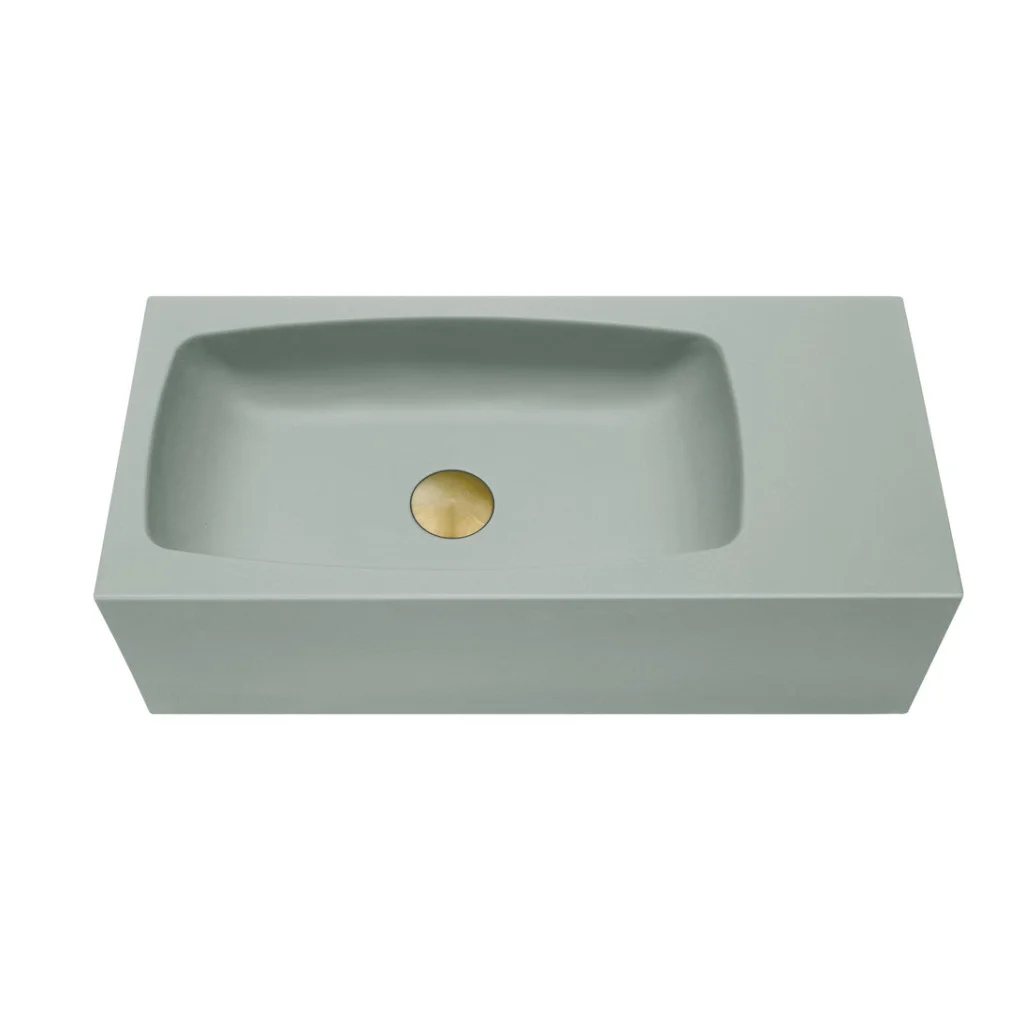 Concrete Cement Wash Basin Counter Top Wall Hung Curved Matte Mint Gre ...