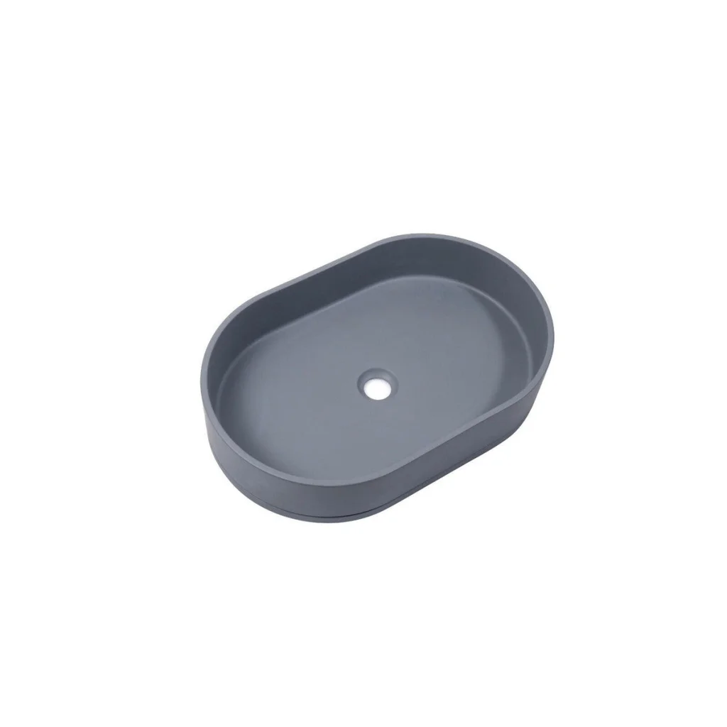 Concrete Cement Wash Basin Ultra Modern Counter Top Oval Matte Dark Gr ...