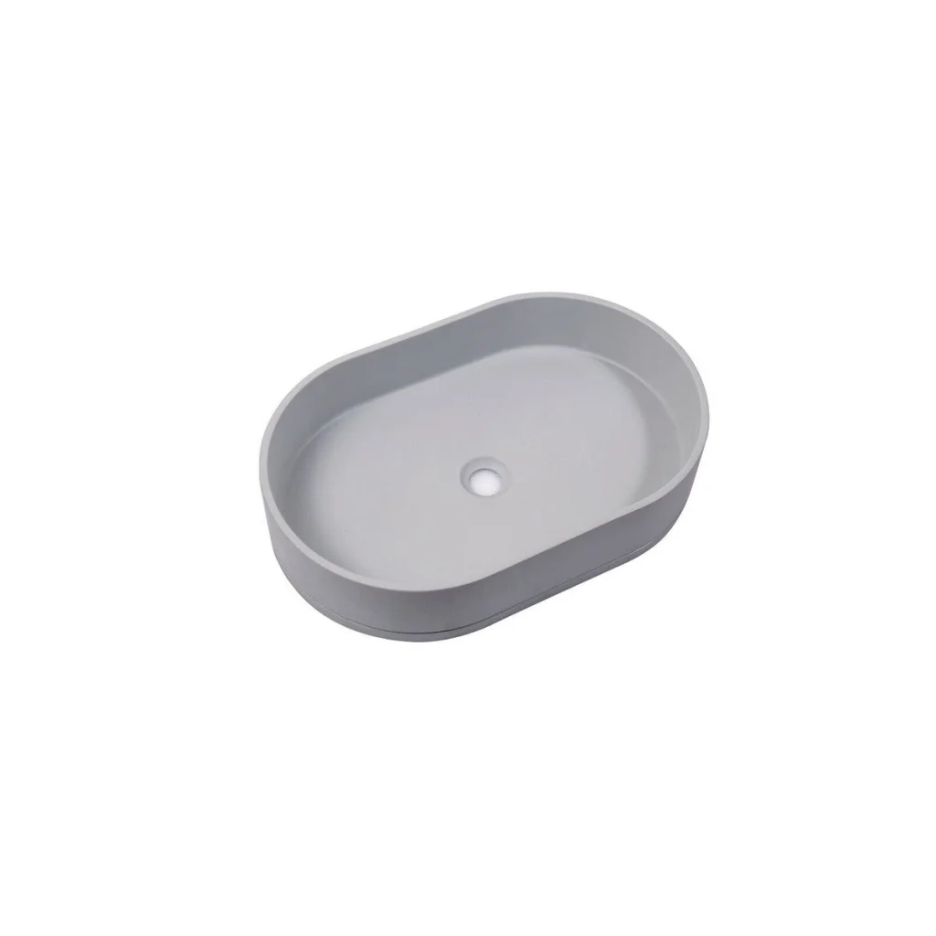 Concrete Cement Wash Basin Ultra Modern Counter Top Oval Matte Light G ...