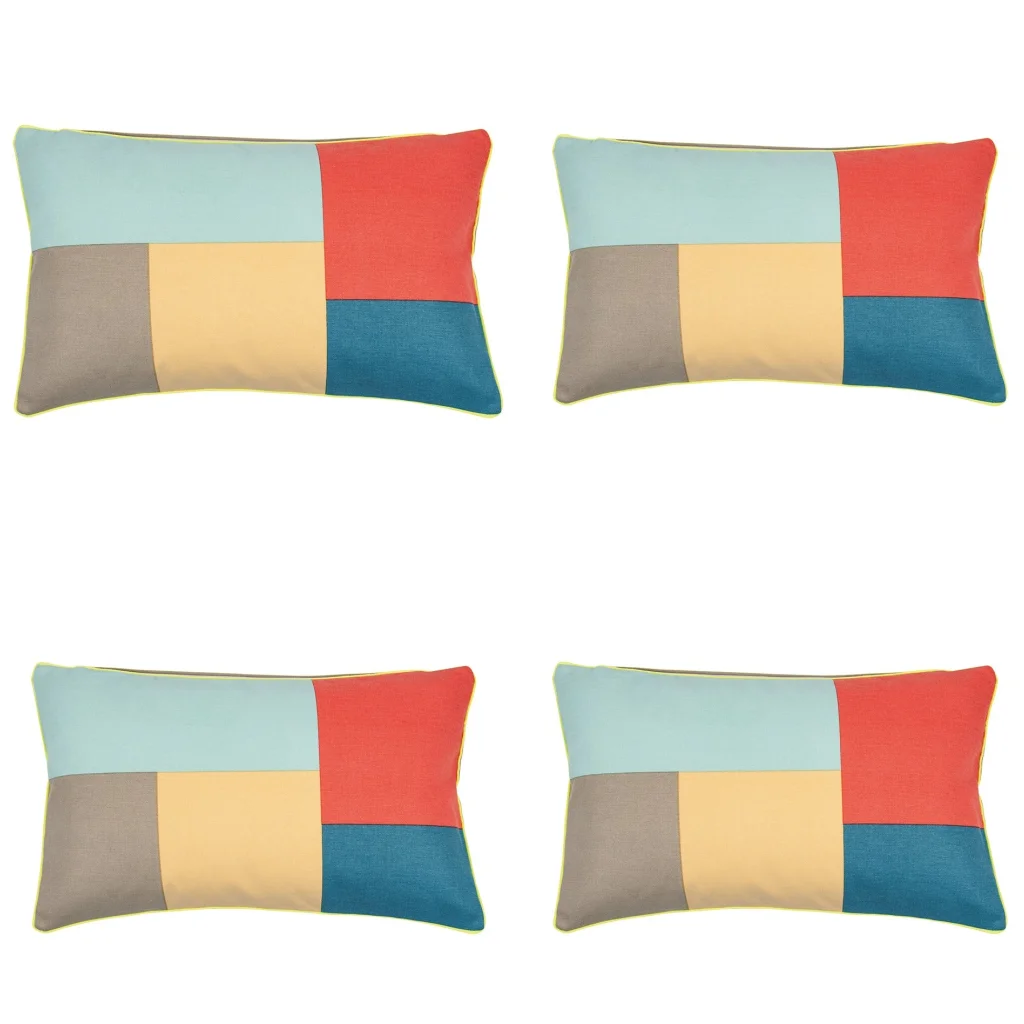 Cushion Covers Pack of 4 Geo Beige Block Design Rectangle 30x50cm ...