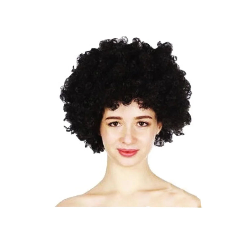 DELUXE JUMBO BLACK AFRO WIG Costume Party Fancy Curly Hair Disco Dress ...
