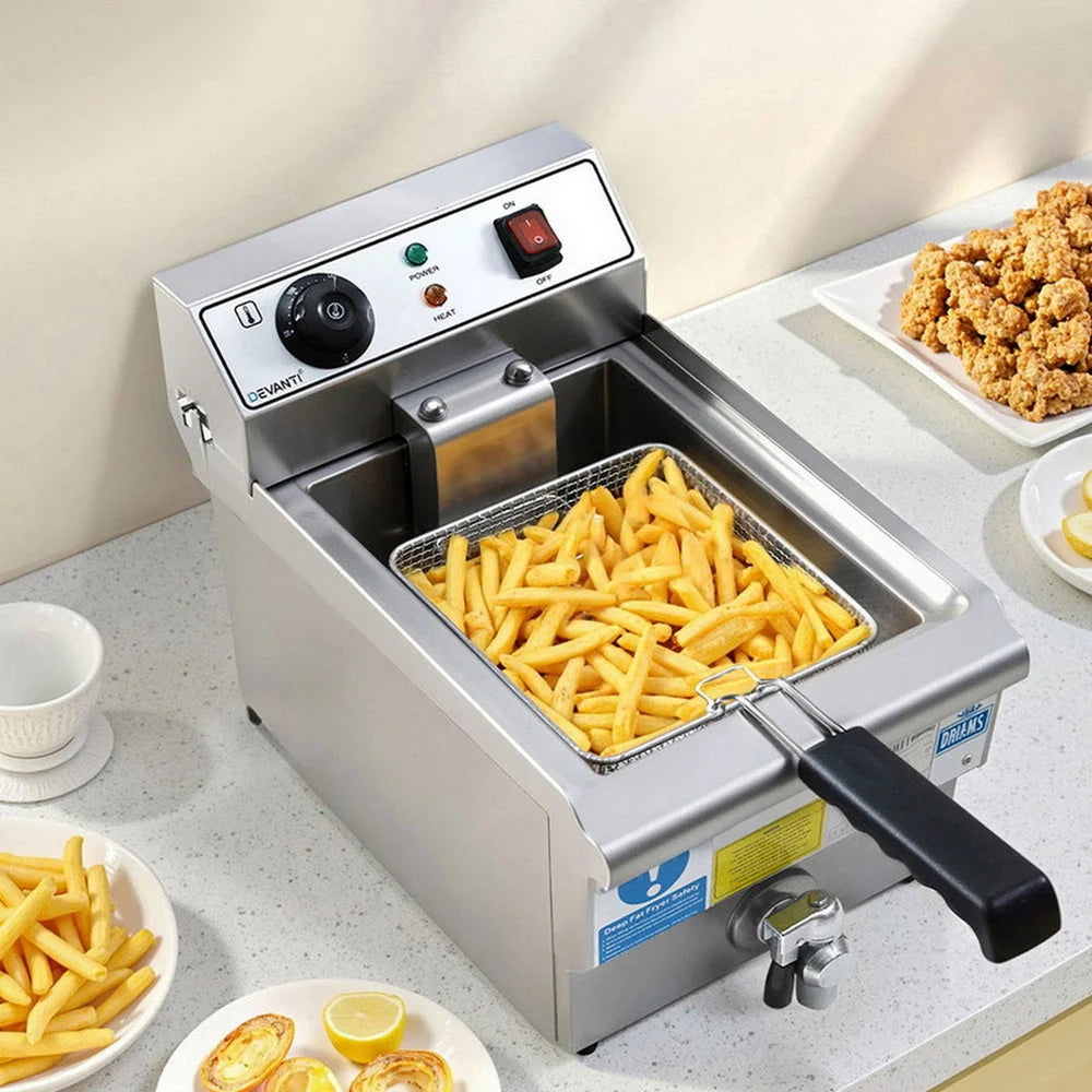 Devanti 3000W Electric Deep Fryer 10L Stainless Steel Fryer w/ Basket ...