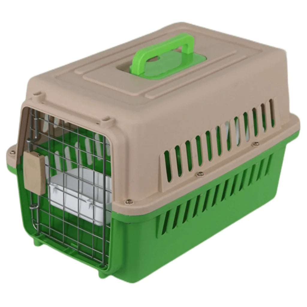 Dog Cat Rabbit Crate Pet Airline Carrier Cage with Bowl & Tray - Mediu ...