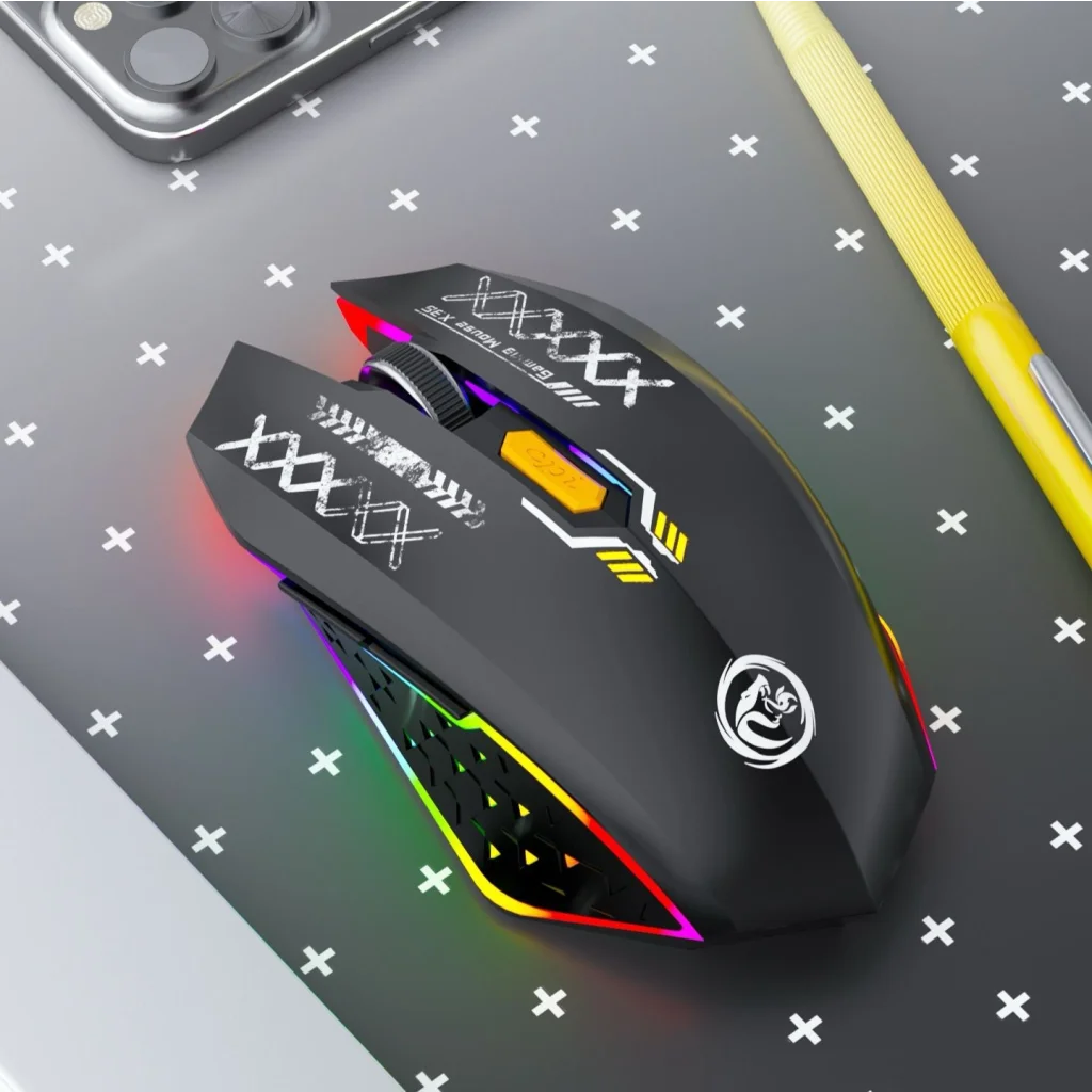Ergonomic Dual-Mode Wireless Gaming Mouse - Mute Buttons, Adjustable D ...