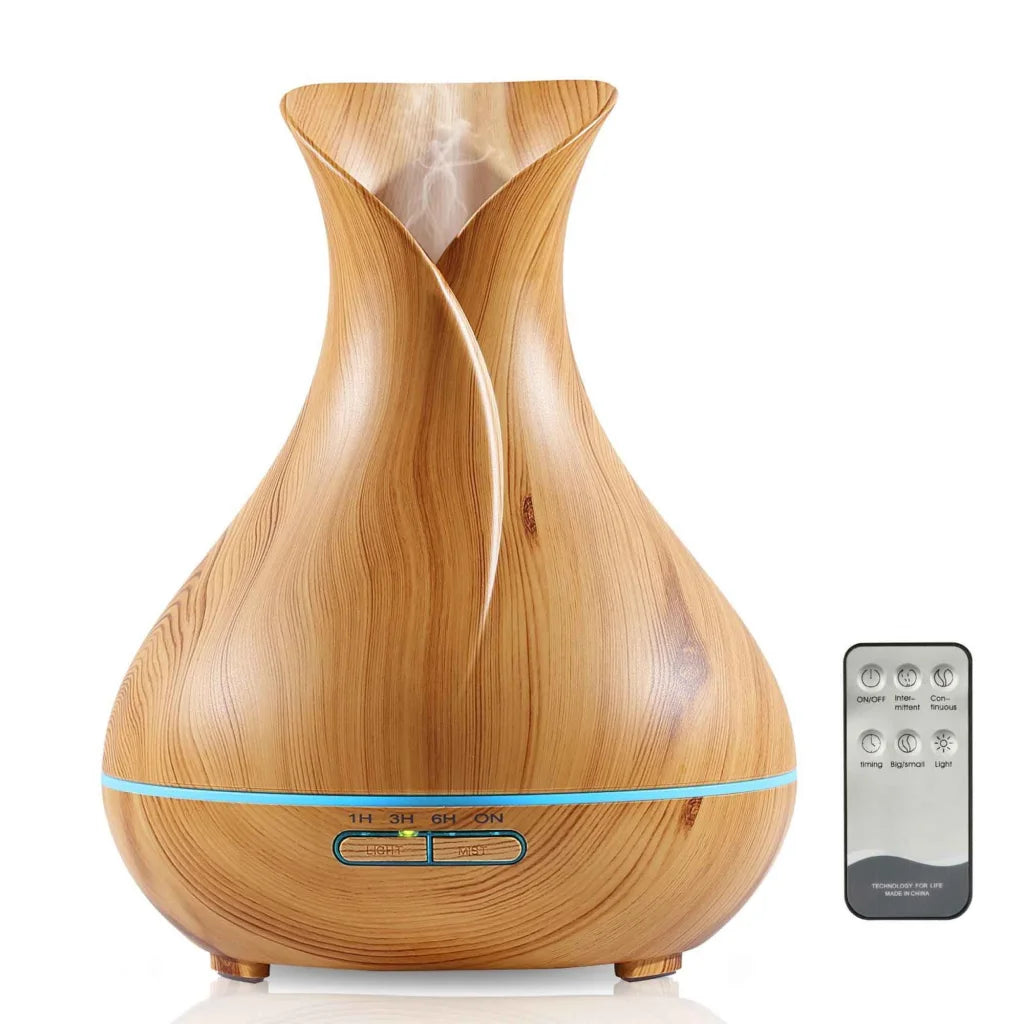 Essential Oil Aroma Diffuser Tulip Light Wood Colour Ultrasonic Mist H ...