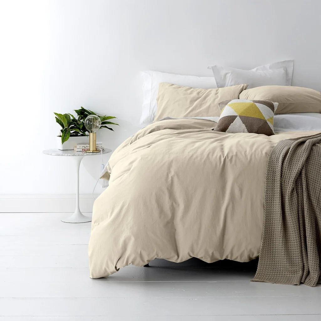 European Vintage Washed Cotton Stone Quilt Cover Set by Park Avenue Qu ...