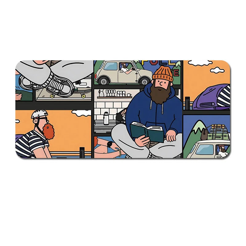 Extended Gaming Mousepad (80x30x0.4cm) - Big Beard Uncle Design, Stitc ...