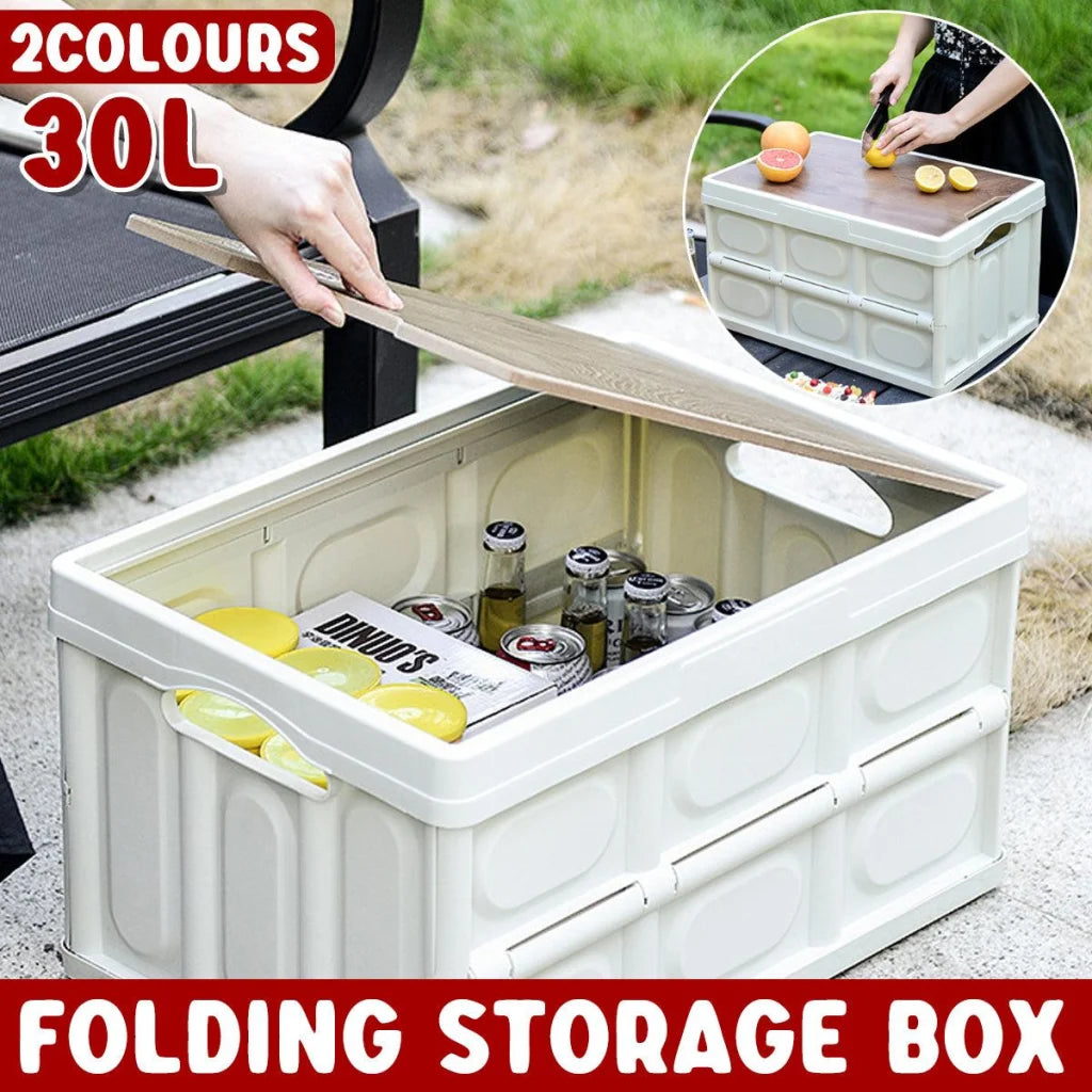 Folding Camping Storage Box Outdoor Stackable Container with Lid Home ...