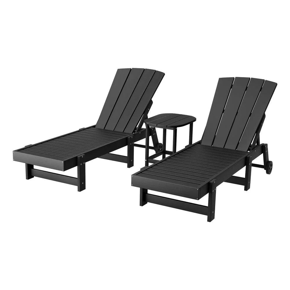 Gardeon Sun Lounge Lounger Table and Chairs Beach Chair HDPE Patio Out ...