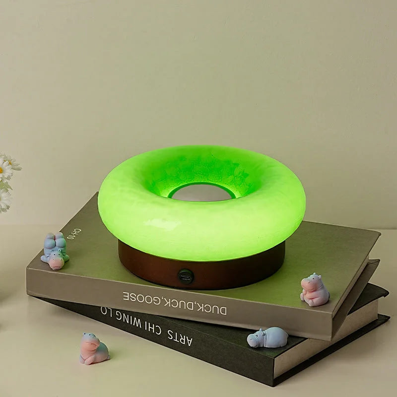 Green Donut Table Lamp - Rechargeable Touch Control LED – Home My Garden