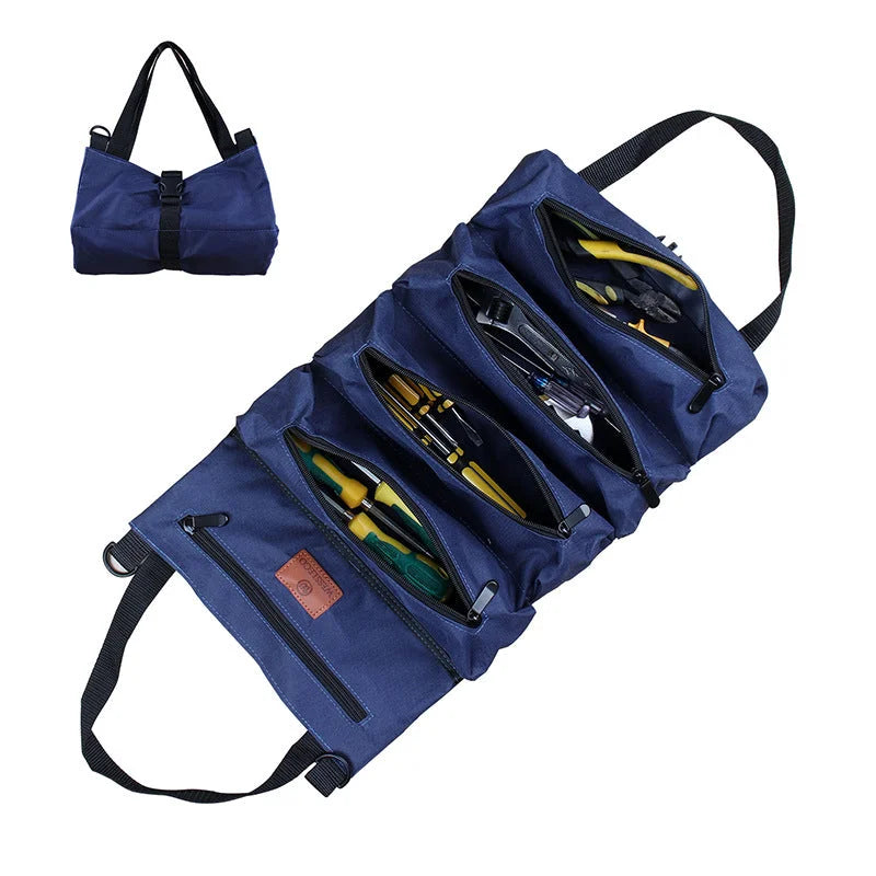 Heavy-Duty Canvas Tool Roll Up Bag & Organizer Tote - Multi-Pocket Wre ...
