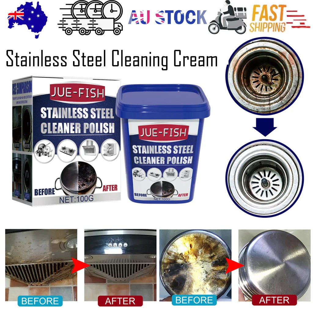 Jue-Fish Stainless Steel Cleaning Cream, Kitchen Decontaminant Pot Rus ...