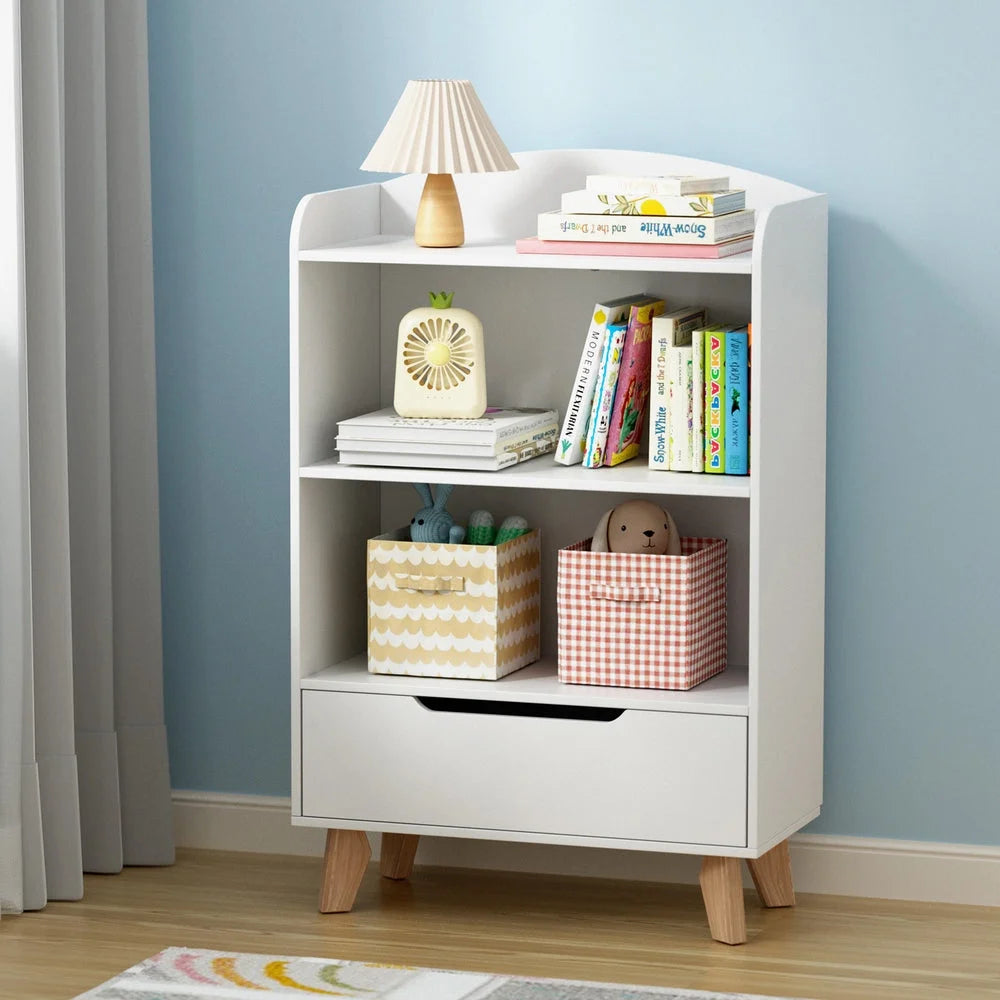 Keezi Kids Bookshelf 3 Tiers Storage Children Bookcase Toys Organiser ...