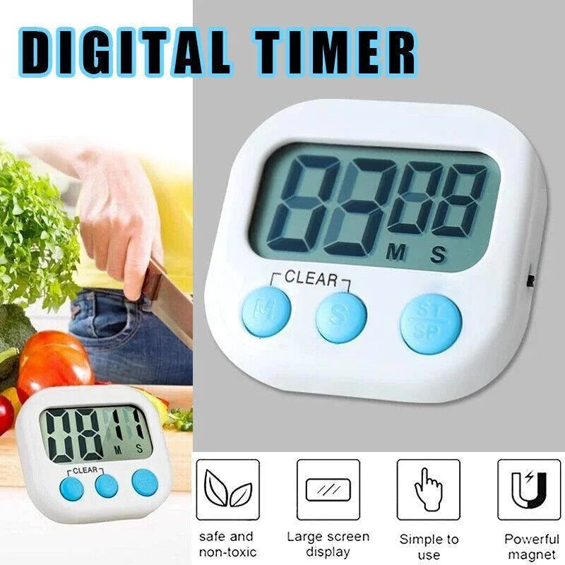 Kitchen Timer with Large LCD Display Screen and Back Mount Countdown A ...
