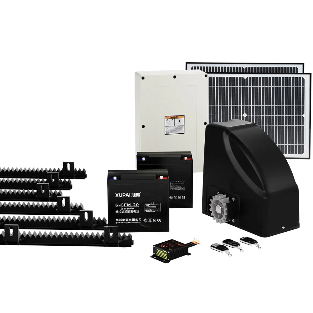 Lockmaster Automatic Sliding Gate Opener Kit 40W Full Solar 6M 600KG ...
