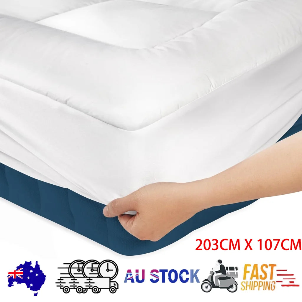 Luxury Mattress Topper Pillowtop Bedding Mat Pad Fitted Cover Underlay ...