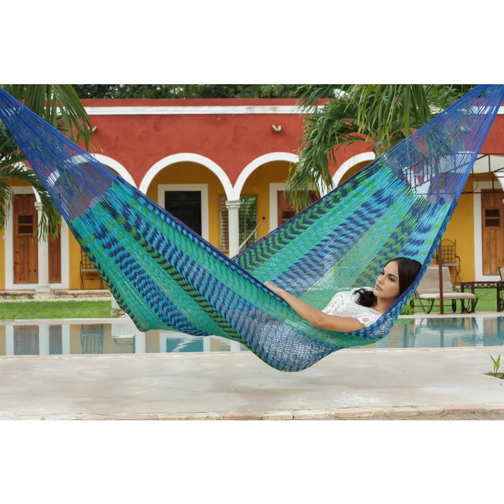 Mayan Legacy Jumbo Size Outdoor Cotton Mexican Hammock - Caribe Color ...