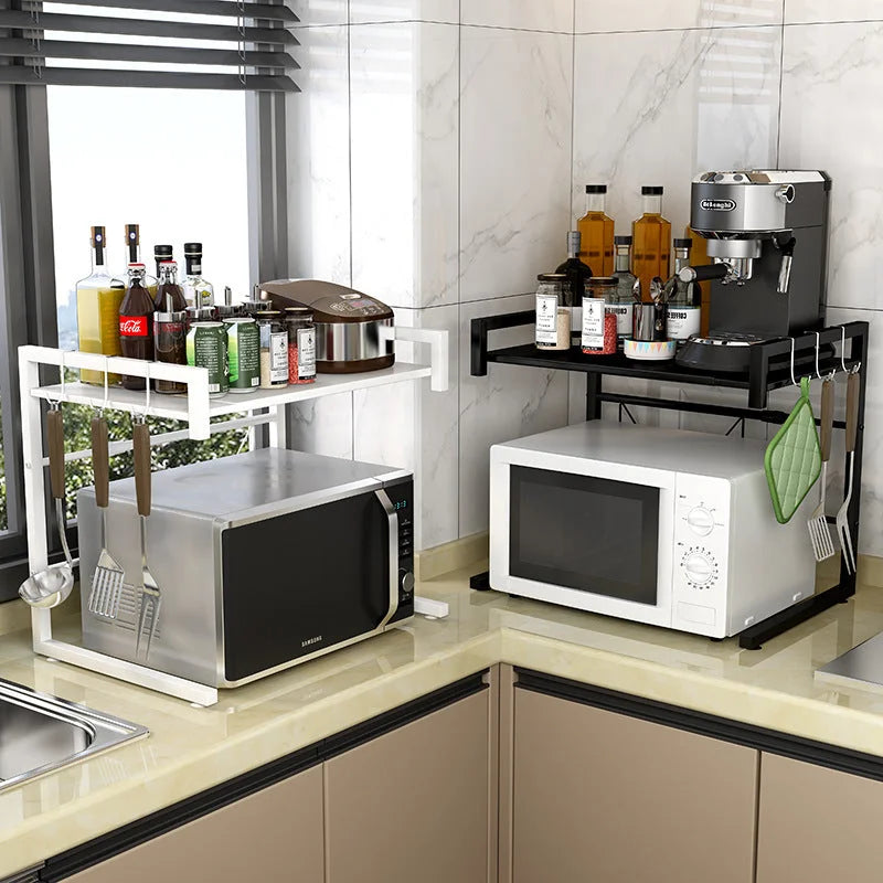 Microwave Oven Storage Shelf Adjustable White – Home My Garden