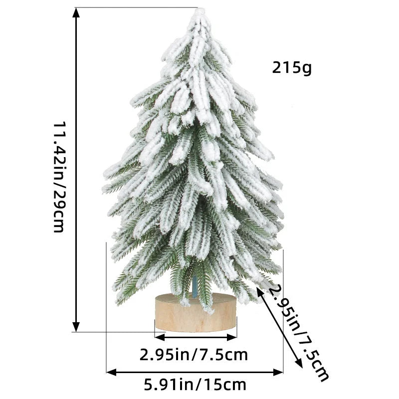 Miniature Snowy Artificial Pine Tree Decoration - 11.42 Inch Tabletop ...