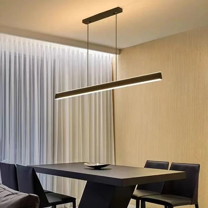 Modern Minimalist Trapezoid Pendant Light Adjustable LED Bar Light Bla ...