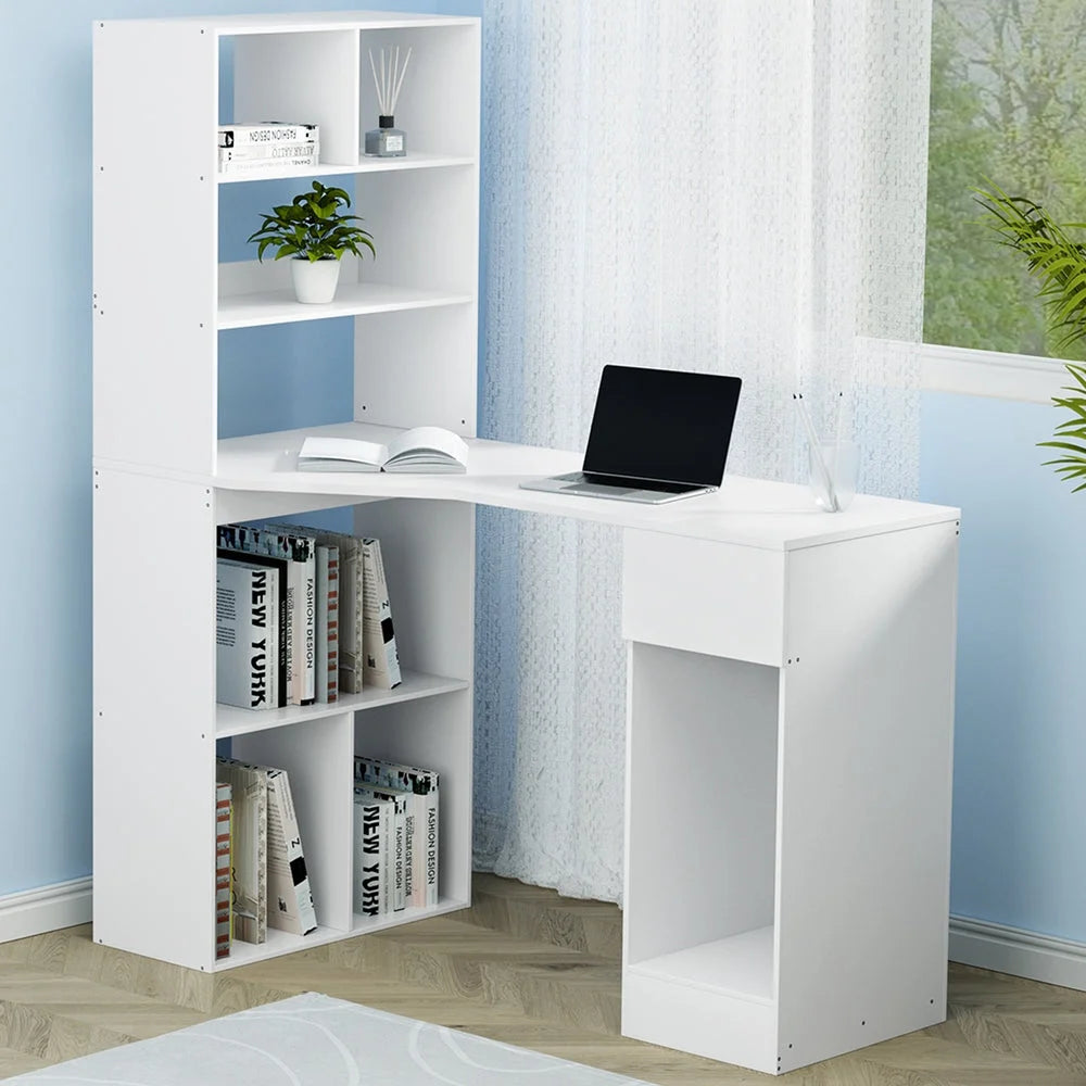 Office Computer Desk Student Study Table Home Workstation Corner Shelf ...