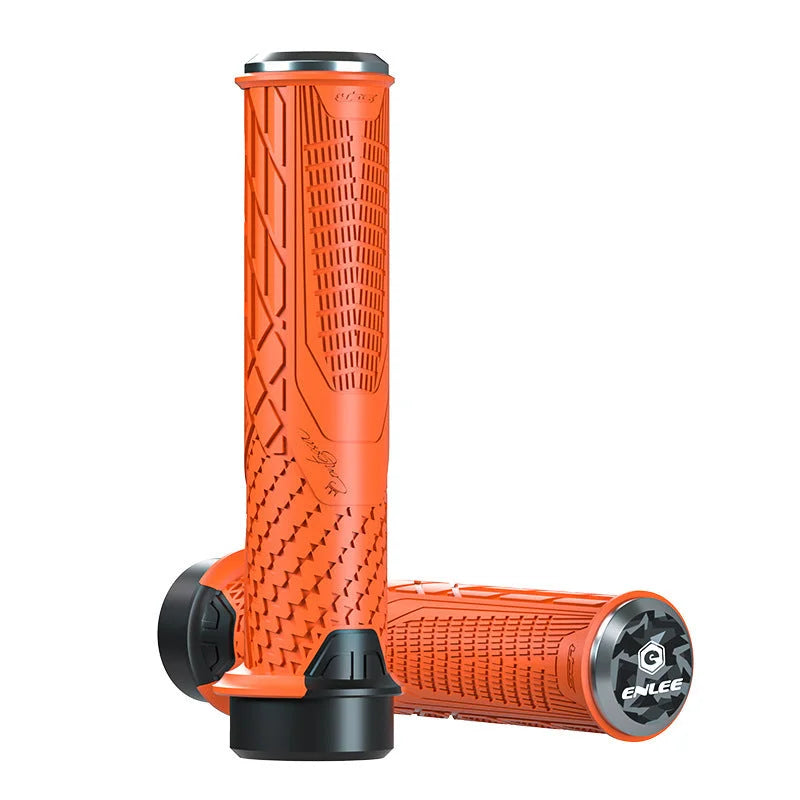Orange Ergonomic Lock-On Bike Grips - Anti-Slip TPR Rubber, Alloy Ring ...