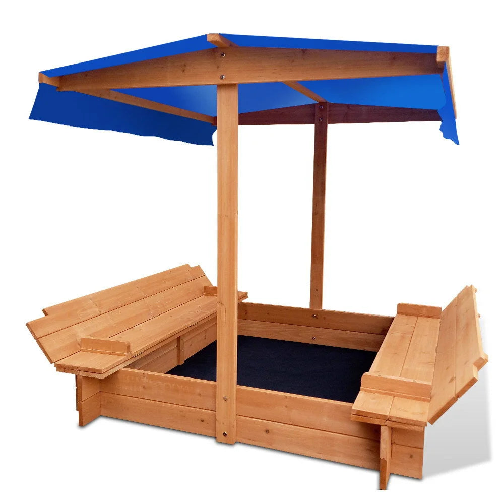 Outdoor Sand Box Set, Wooden Sand Pit, Natural Wood – Home My Garden
