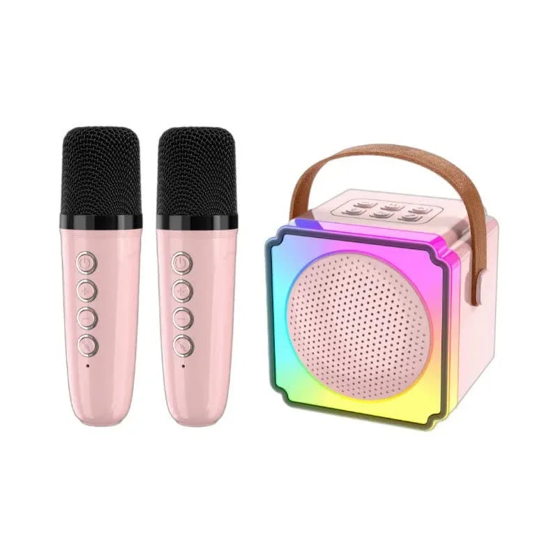 Pink Fun Portable Party Speaker - Karaoke Machine with Two Wireless Mi ...