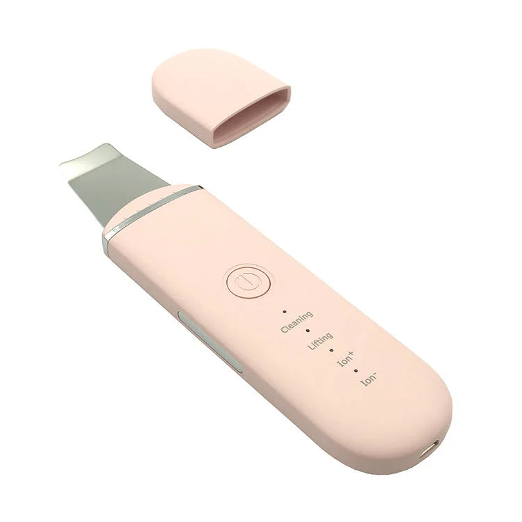 Pink Professional Ultrasonic Skin Scrubber - 4-in-1 Facial Spatula for ...
