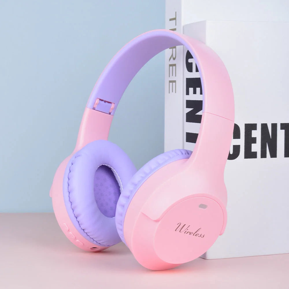 Pink Wireless Bluetooth Headphones with Hi-Fi Bass, Foldable Design, a ...