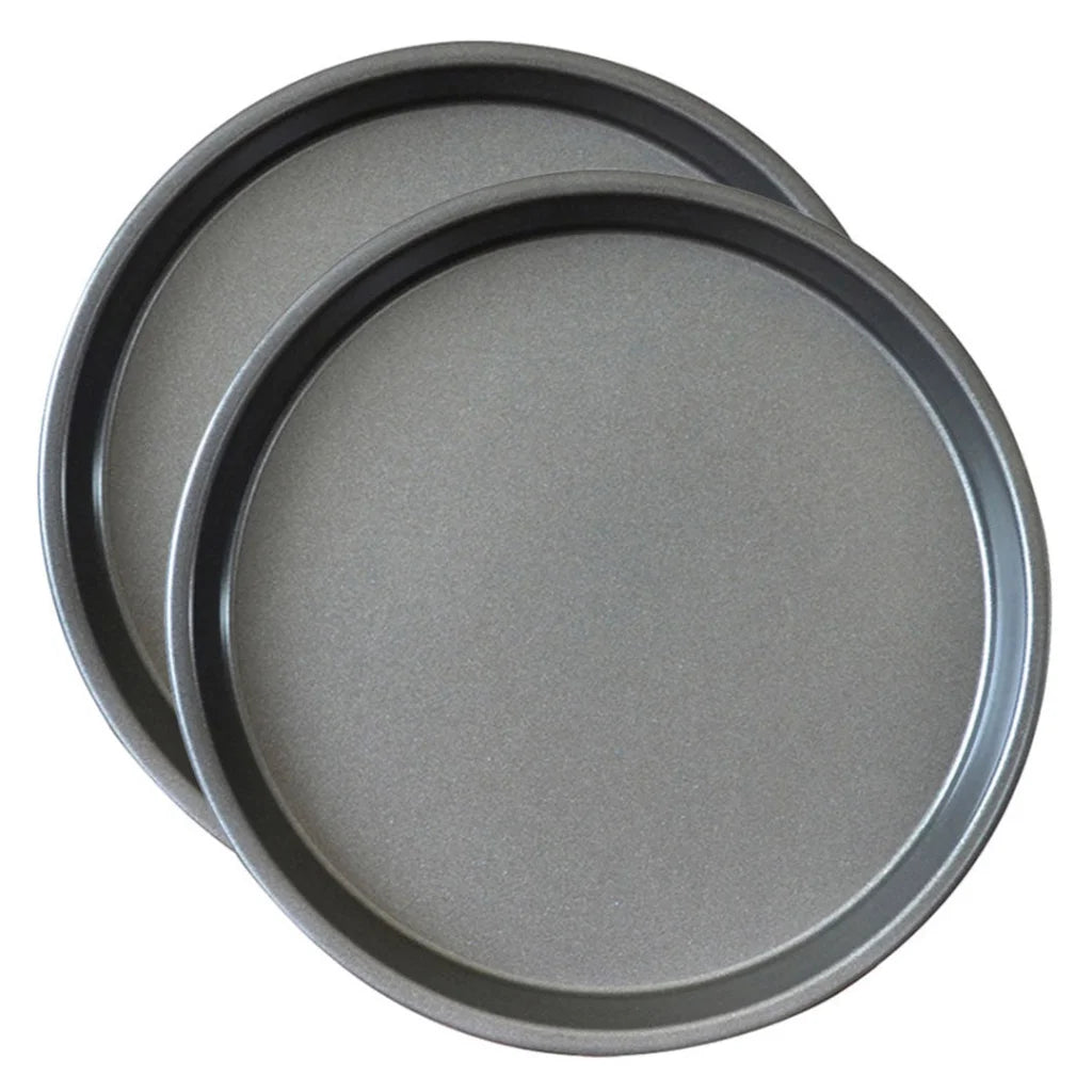 Pizza Tray Set Premium 2X 10-Inch Round Black Steel Non-Stick Oven Bak ...